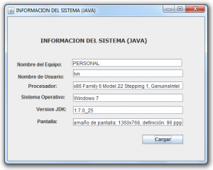 Informacion del sistema en JAVA